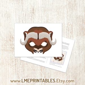 Musk Ox Mask Printable Costume Animal American Bull Bison Buffalo Yak ...