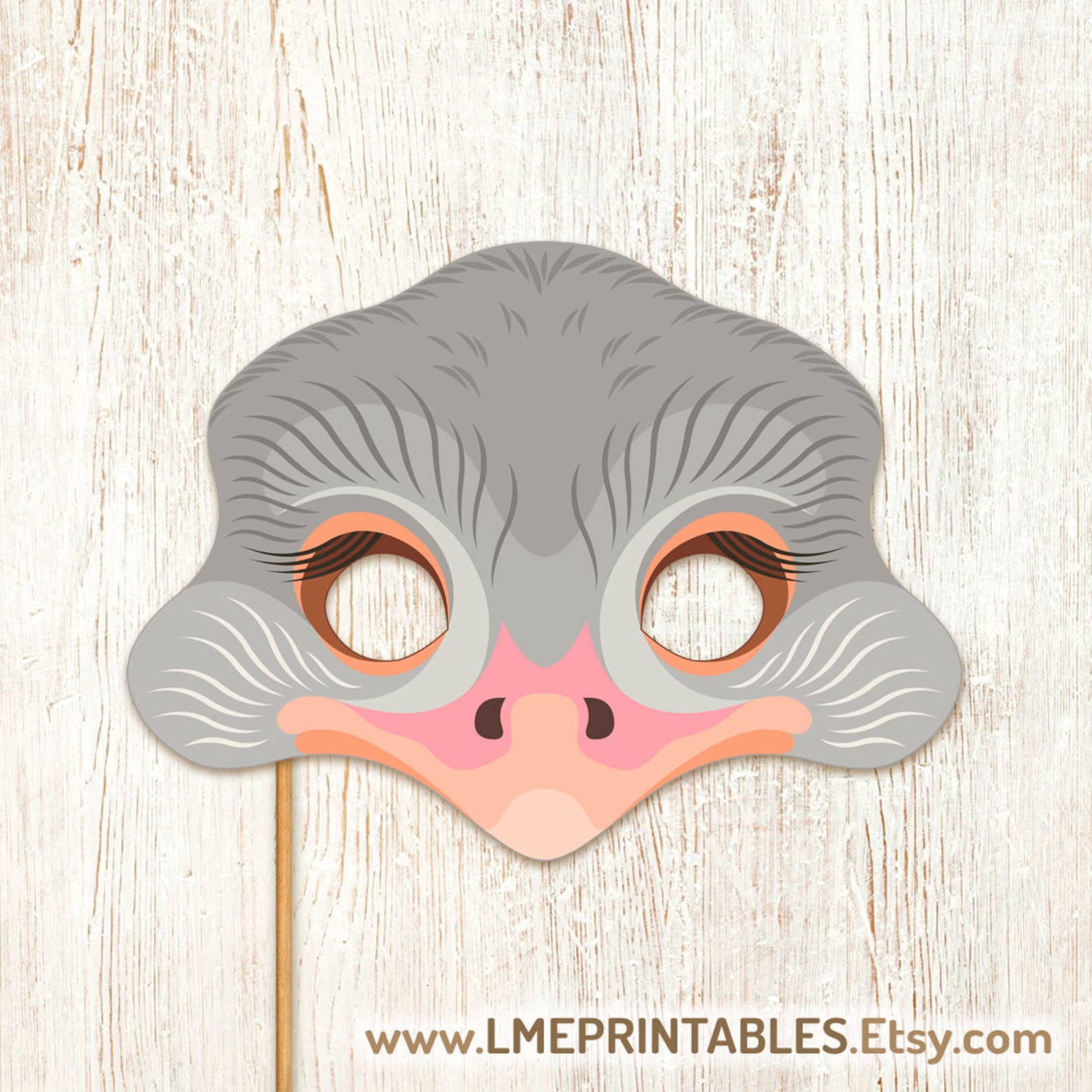 Ostrich Mask Printable Halloween Costume Animal Bird Emu Paper Craft ...