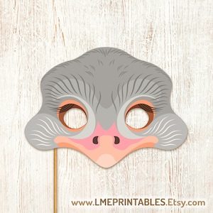 Ostrich Mask Printable Halloween Costume Animal Bird Emu Paper Craft ...