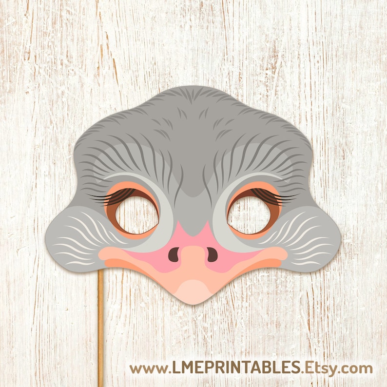 Ostrich Mask Printable Halloween Costume Animal Bird Emu Paper Craft ...