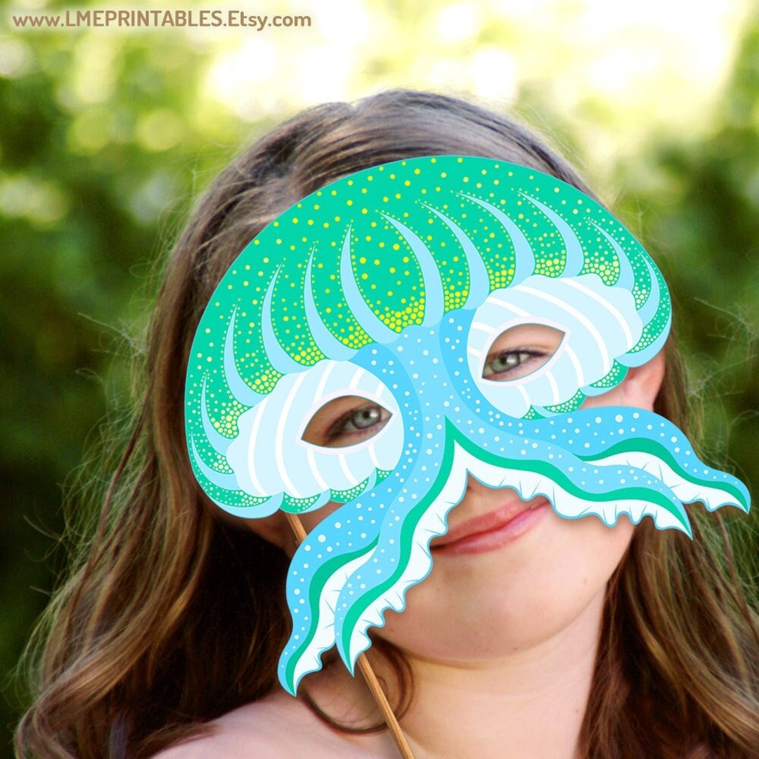 Jellyfish Printable Mask Medusa Halloween Costume Sea Life - Etsy