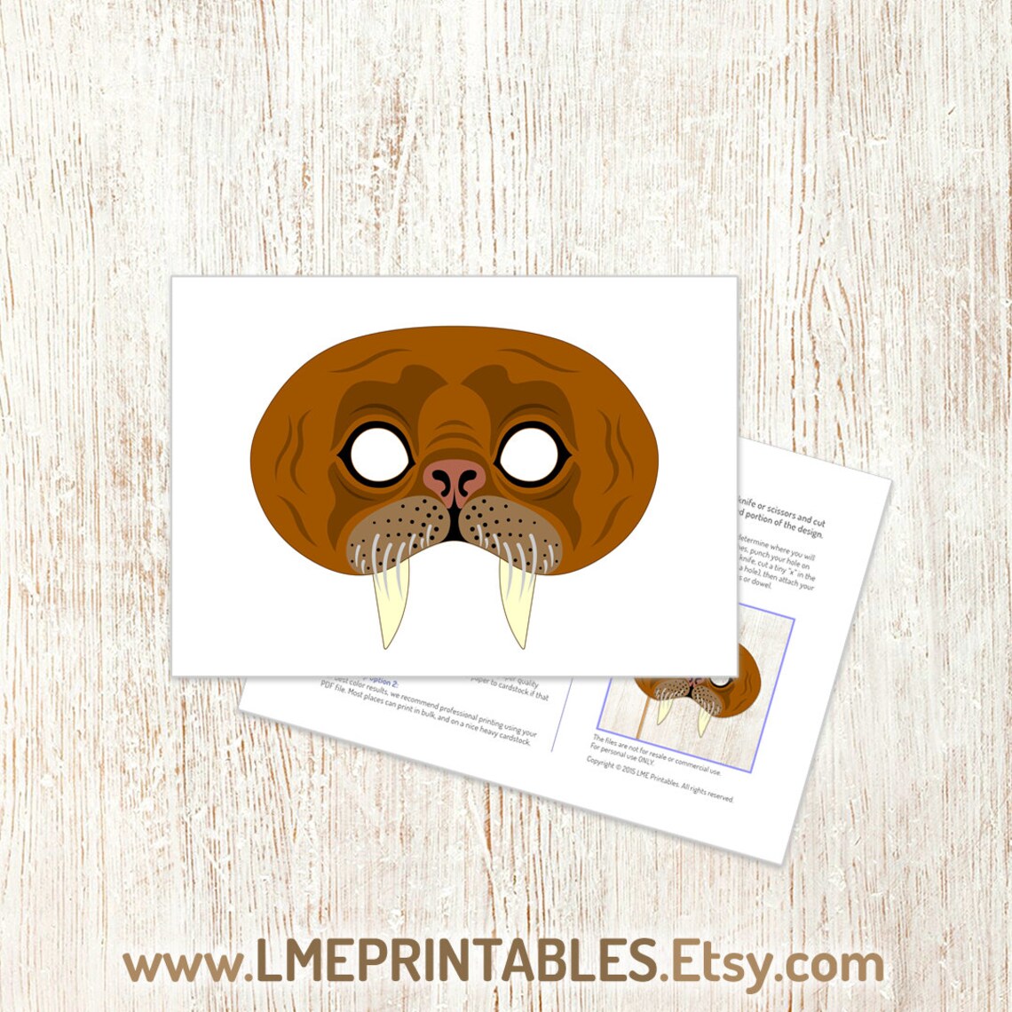 Walrus Mask Printable Arctic Animal Halloween Costume Kid Adult Sea ...