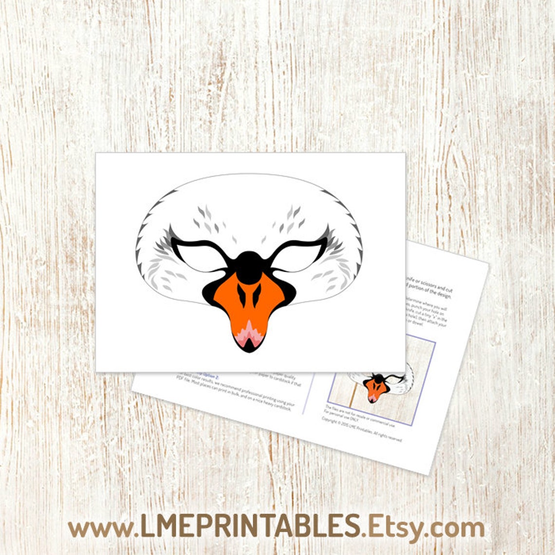Swan Mask Printable Halloween Costume White Bird Ugly Duckling - Etsy