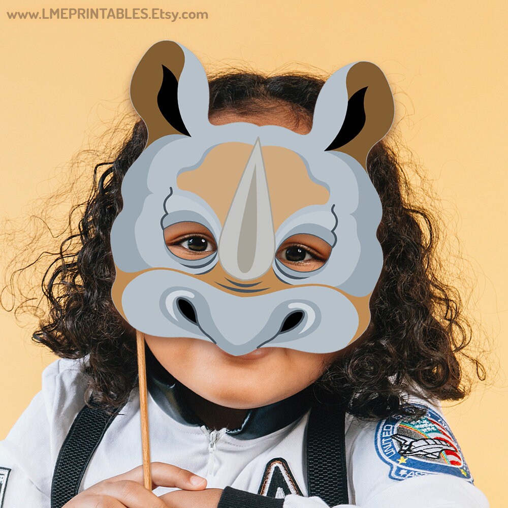 Rhino Mask Printable Halloween Costume Rhinoceros Gray Wild - Etsy UK