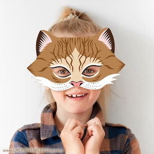 Tabby Cat Mask Printable Costume Halloween Party Favor Animal Birthday ...