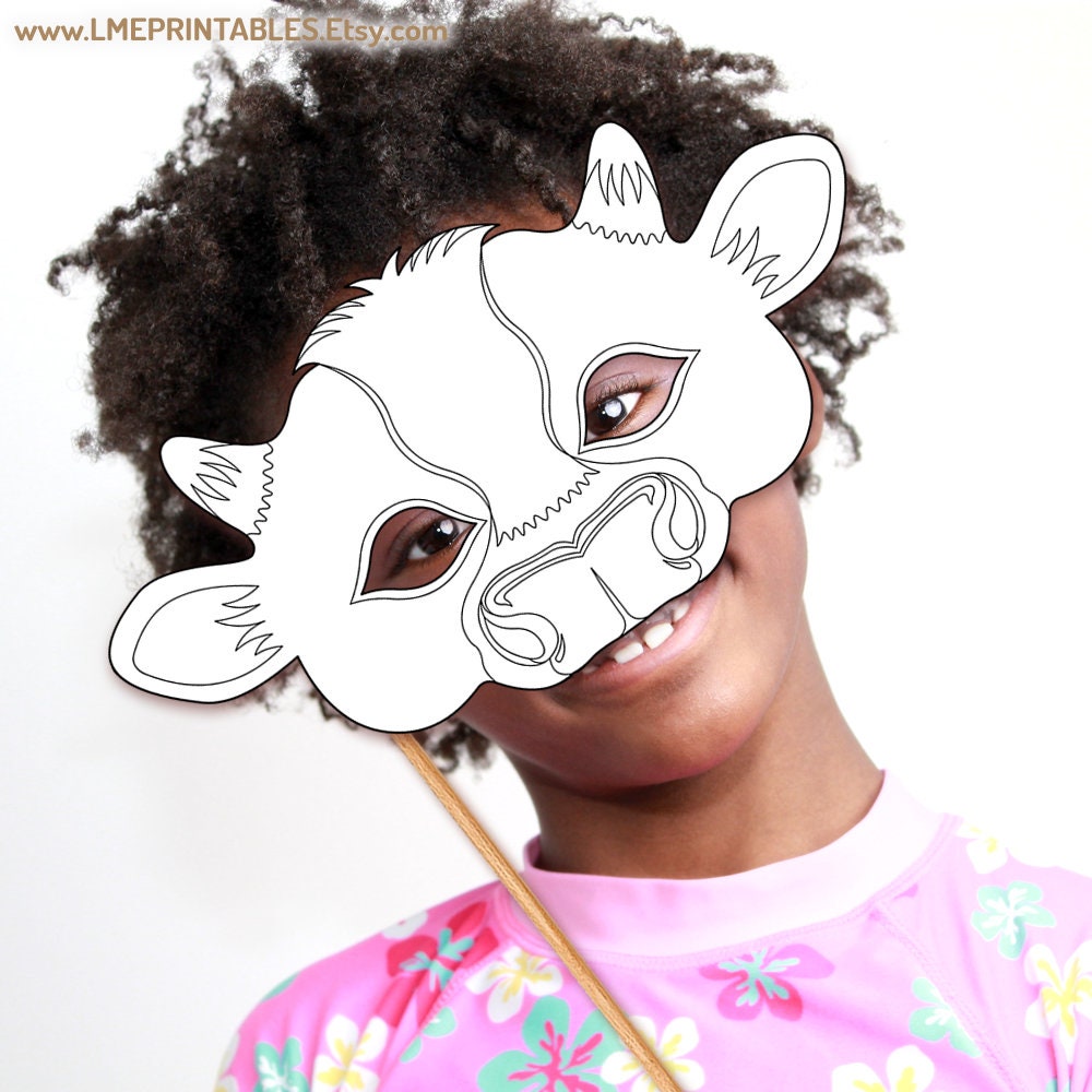Cow Coloring Mask Printable Colouring Animal Farm Halloween Costume ...