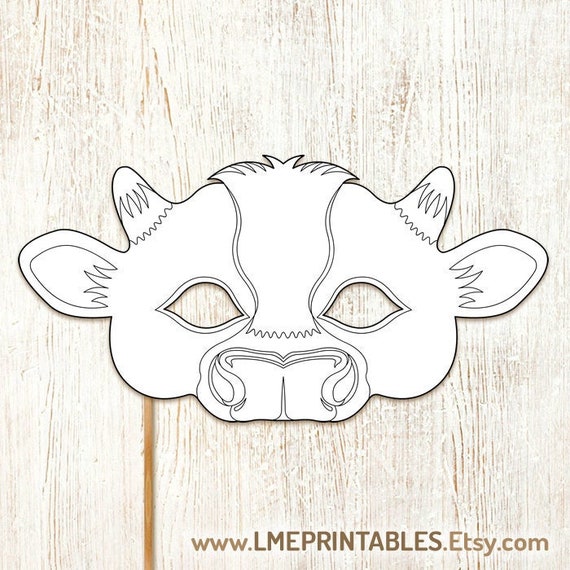 Cow Coloring Mask Printable Colouring Animal Farm Activity | Etsy UK