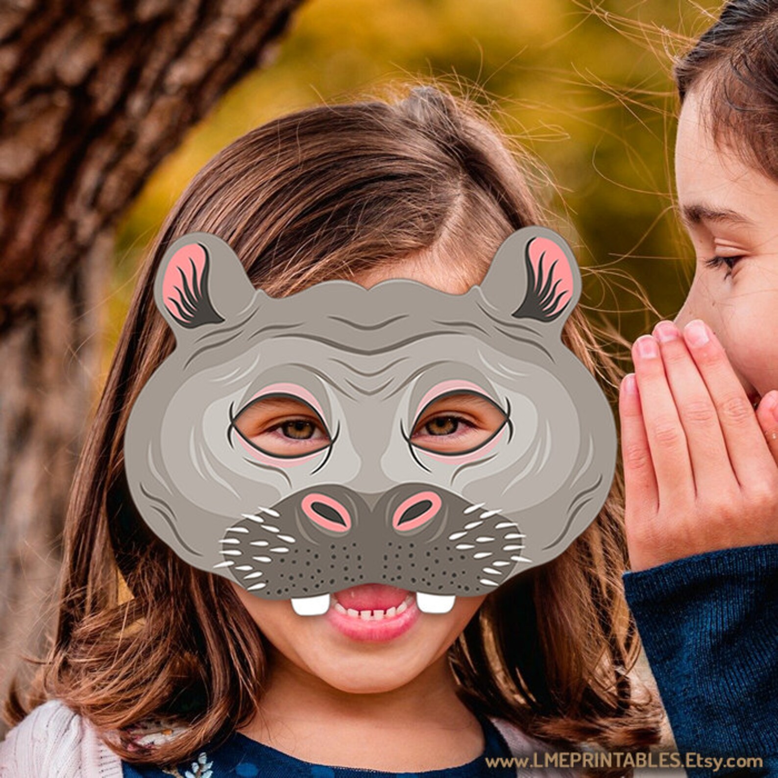 Hippo Printable Mask Hippopotamus Halloween Costume Pool Party | Etsy