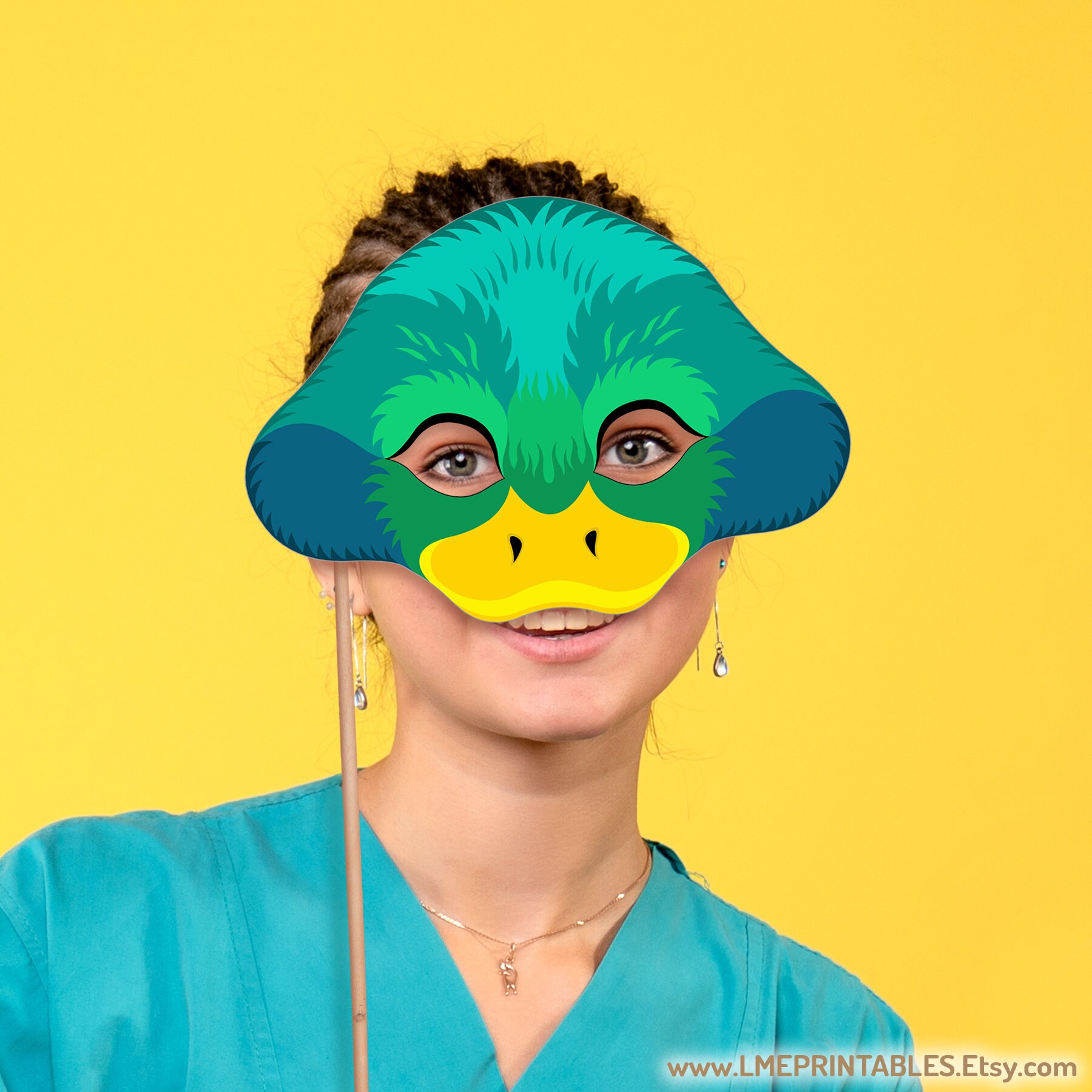 Duck Mask Printable Mallard Duck Green Costume Easter Bird Farm Lake ...