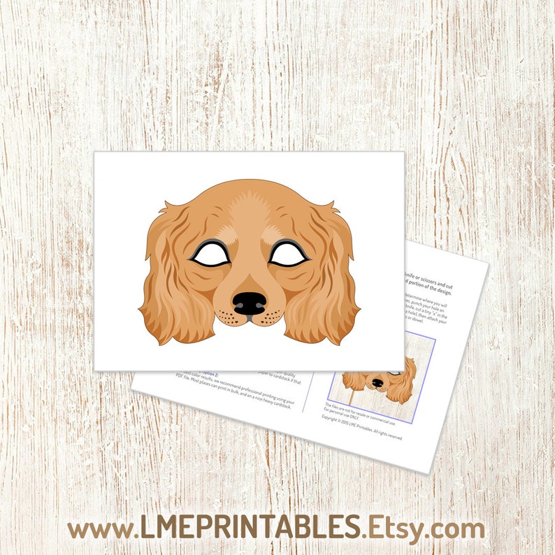 Cocker Spaniel Mask Dog Printable Costume Puppy Cute Animal Halloween ...