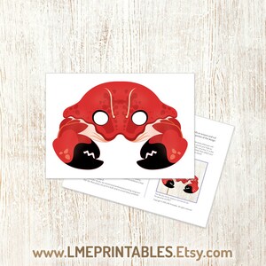 Crab Printable Mask Halloween Costume Animal Paper Masks - Etsy