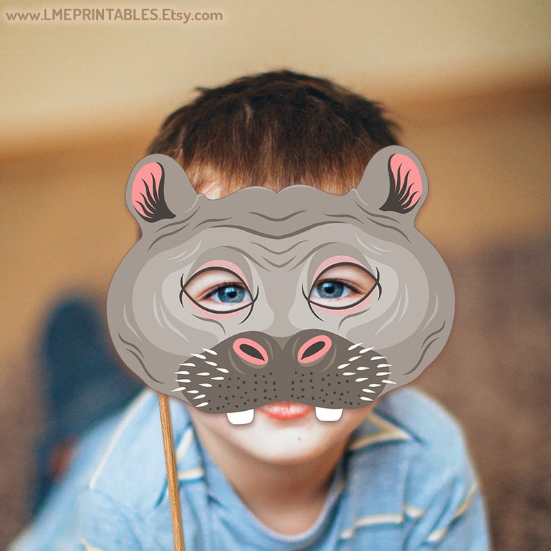 Hippo Printable Mask Hippopotamus Halloween Costume Pool Party Favor ...