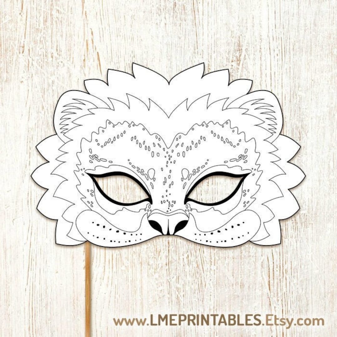 Lion Coloring Mask Printable Costume Animal Party Favor Letterland ...