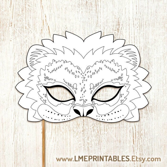 Lion Coloring Mask Printable Costume Animal Party Favor Letterland ...