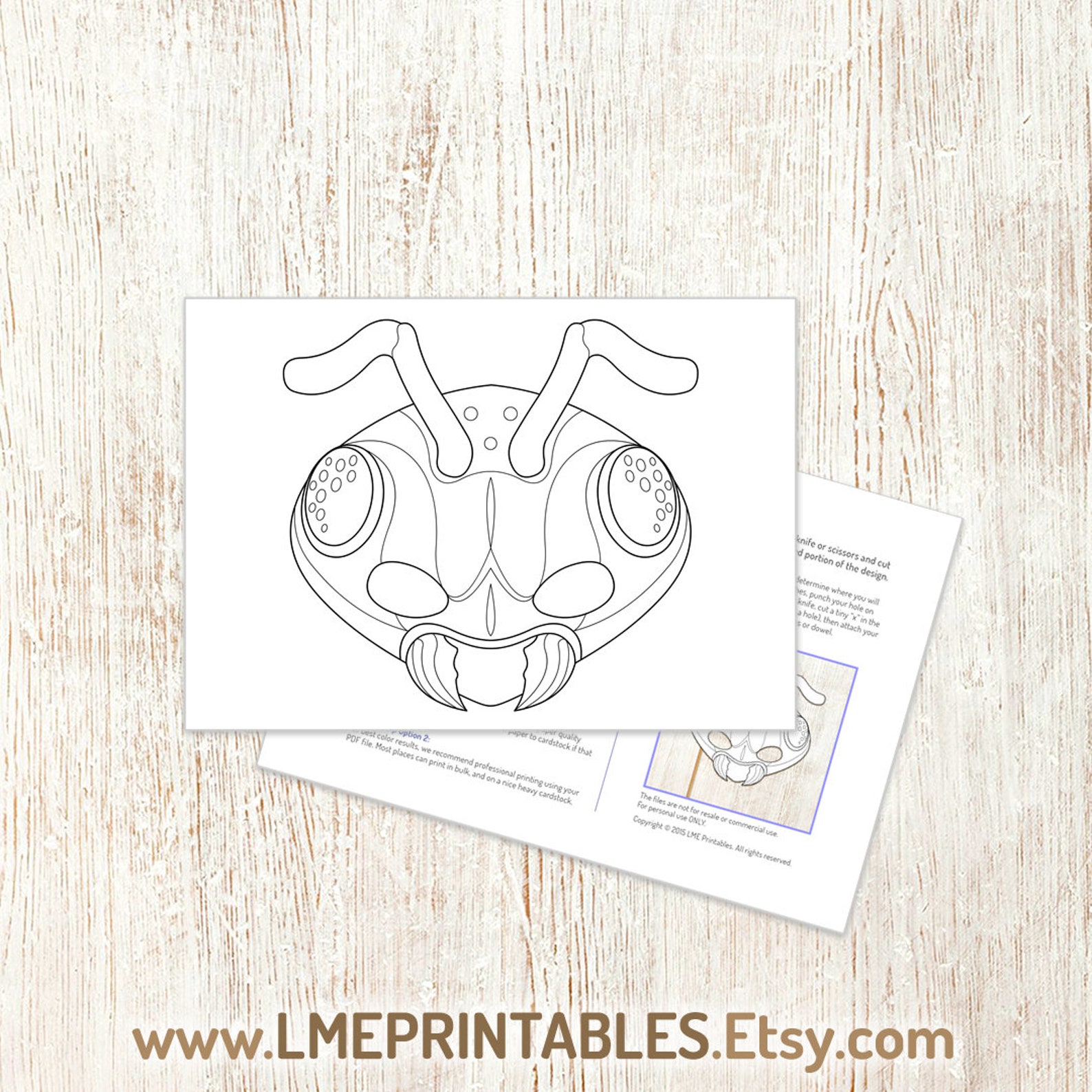 Ant Coloring Mask Printable Insect Bug Carnival Halloween Animal ...