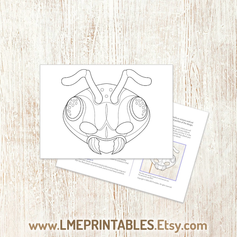 Ant Coloring Mask Printable Insect Bug Carnival Halloween Animal ...