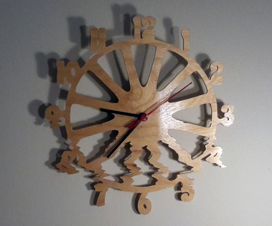 Warped Clock Unique Digital Glitch Art Design Hand Cut via - Etsy