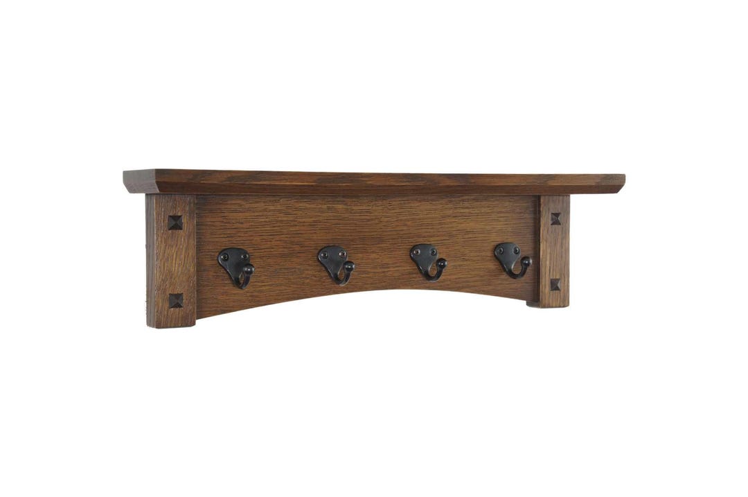 Arched Mission Craftsman Entryway Key Holder Shelf With Key Hooks 19 ...