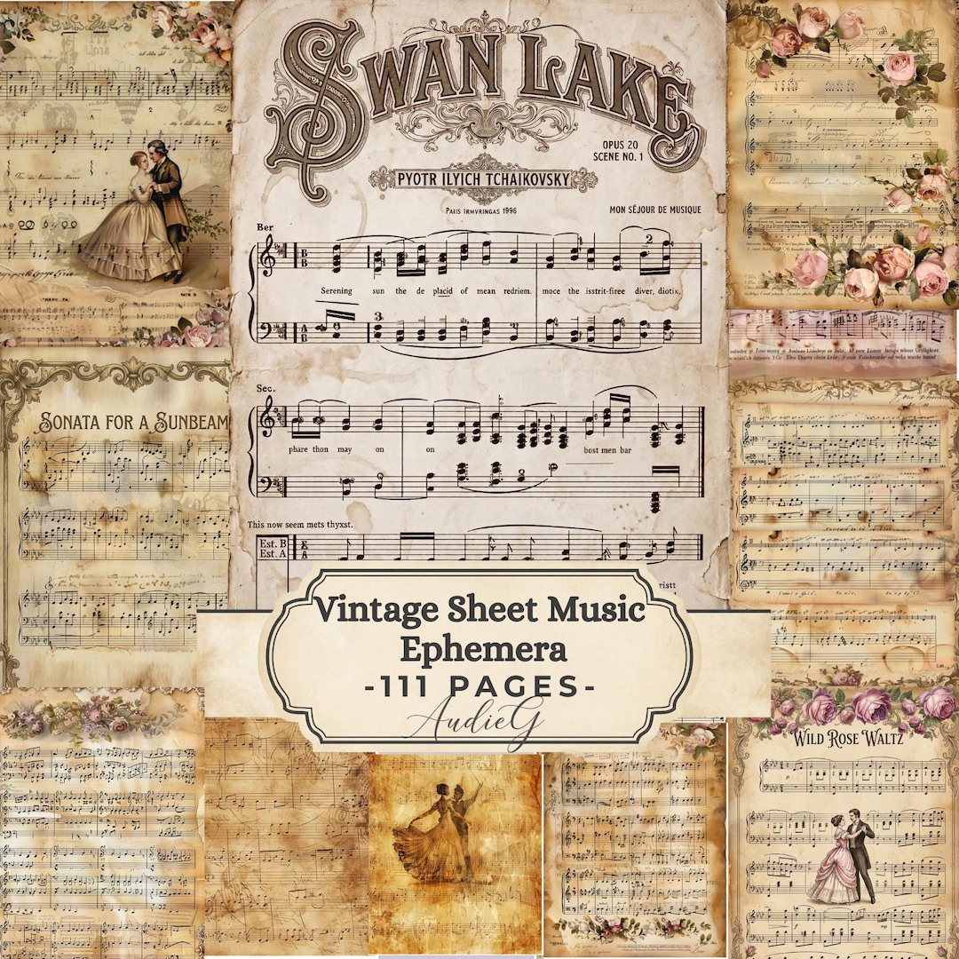 VINTAGE Sheet Music Pages | Printable Ephemera Junk Journals ...