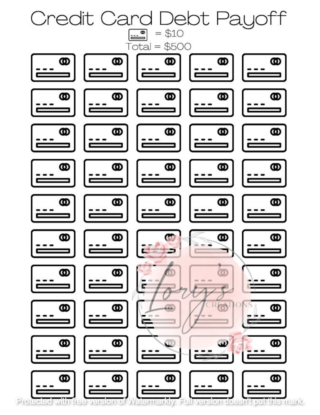 CREDIT CARD DEBT Payoff Tracker | Savings Challenge | Mini Savings ...