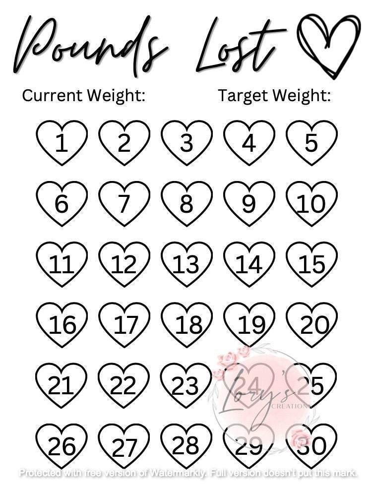 WEIGHT LOSS Tracker, 30 Lbs, 30 Pounds Lost, Digital, Printable ...