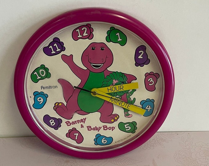 Vintage 1993 Barney Clock, Vintage Barney Clock, Vintage Barney Wall ...