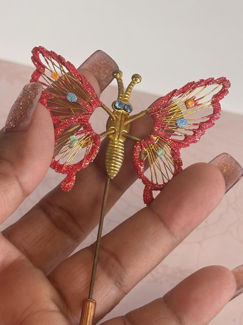 Vintage Gold Tone Butterfly Stick Pin - Scarf & Necktie - Etsy