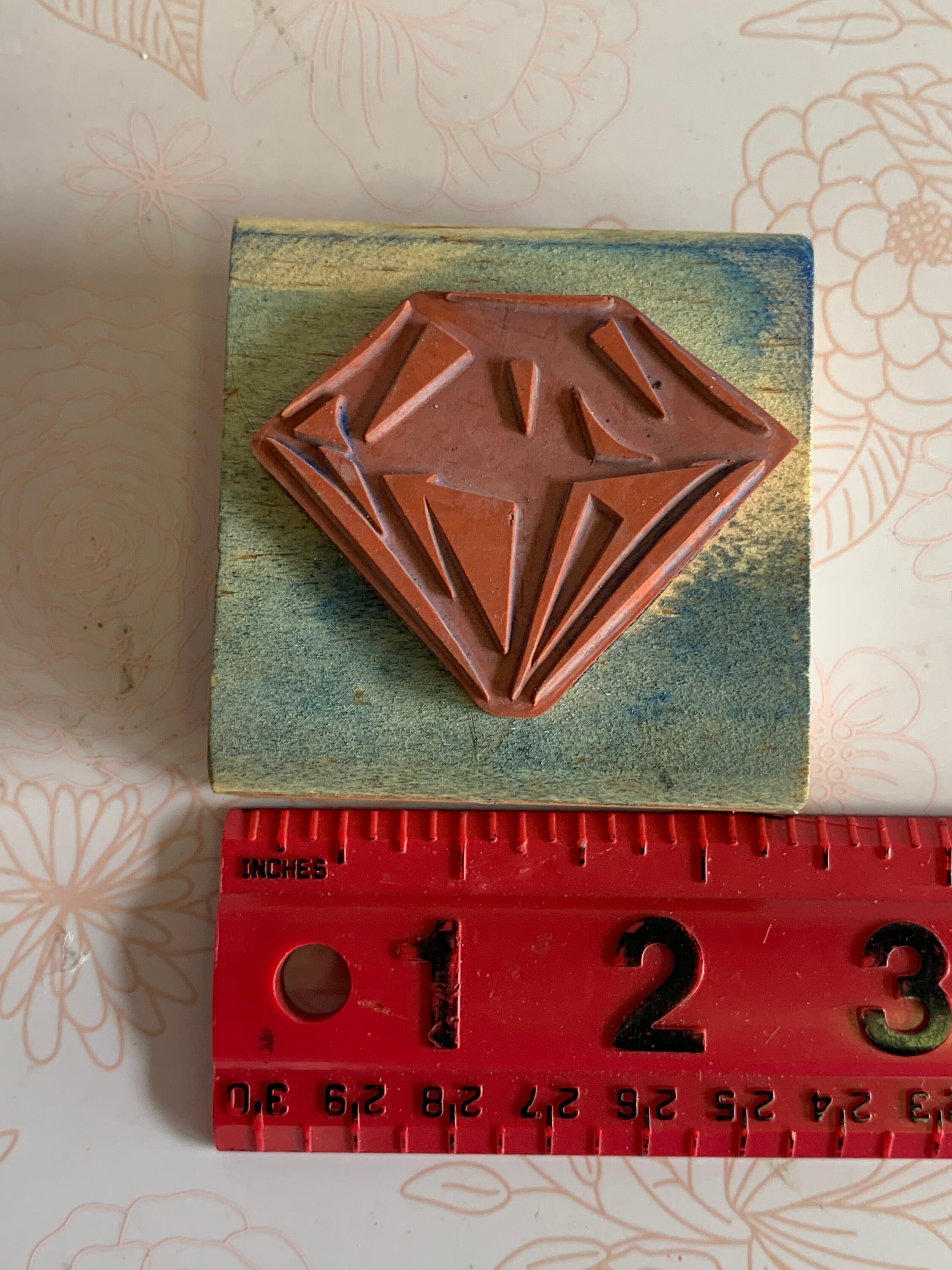 Diamond Stamp, Diamond Rubber Stamp, Rubber Stamp, Ink Stamp, Wood ...