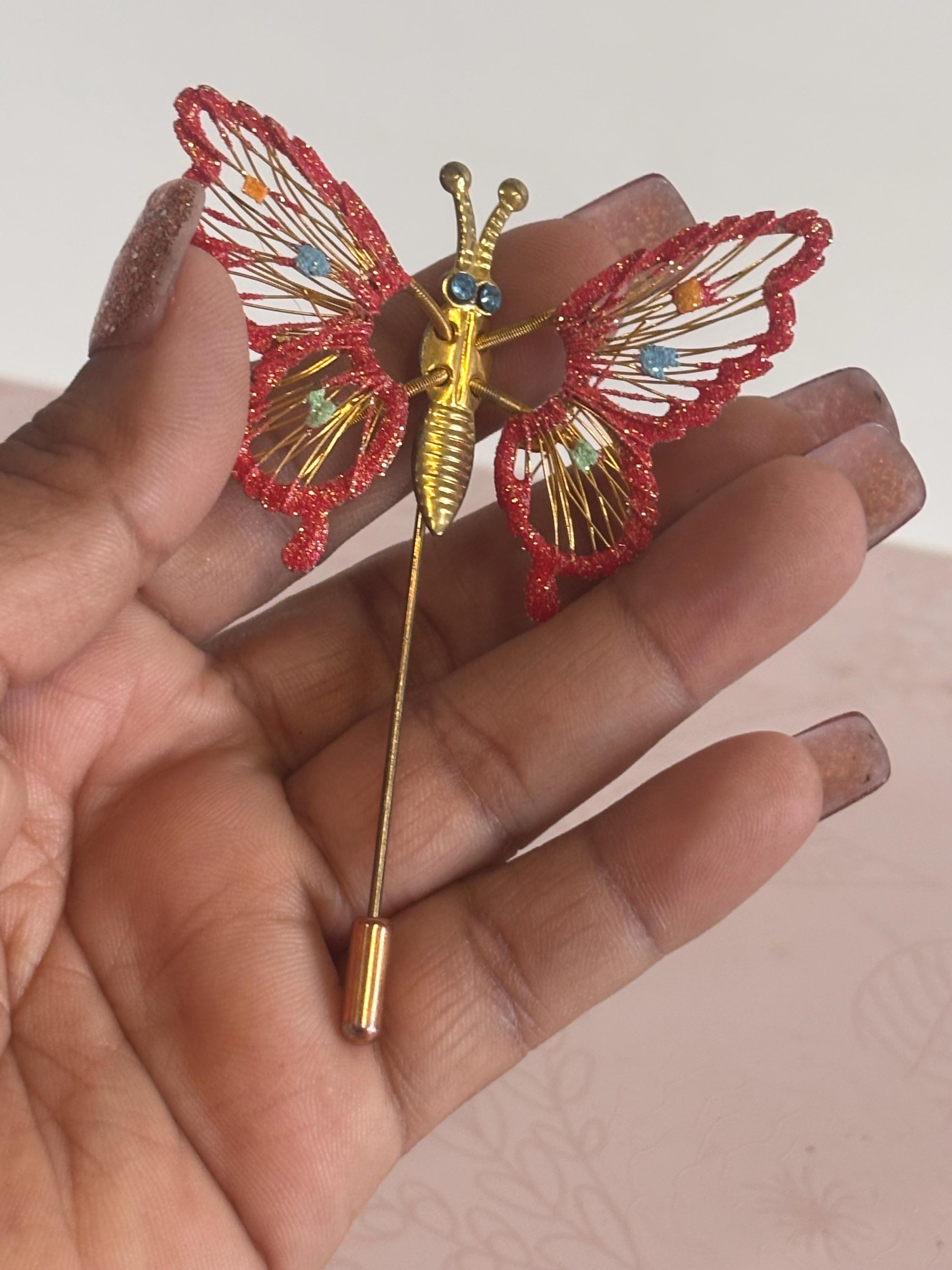 Vintage Gold Tone Butterfly Stick Pin - Scarf & Necktie - Etsy