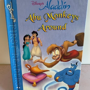 Disney Aladdin Book , Vintage Disney Abu Monkeys Around Book, Disney ...