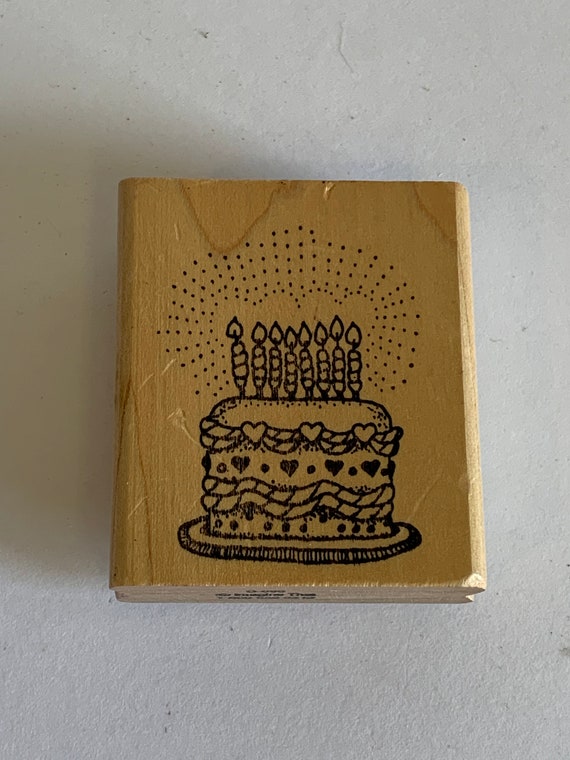 Birthday Cake stamp Cake stamp Rubber Stamp Birthday Stamp | Etsy