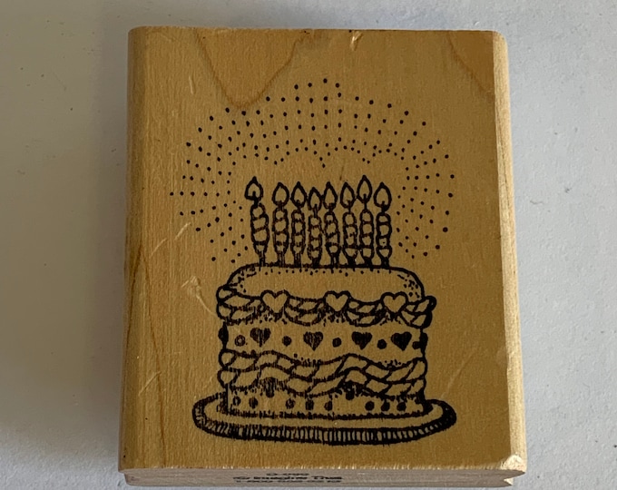 Birthday Cake Stamp, Cake Stamp, Rubber Stamp, Birthday Stamp, Ink ...