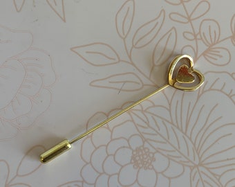 Vintage Gold Tone and Cream Enamel Heart Stick Pin - Etsy