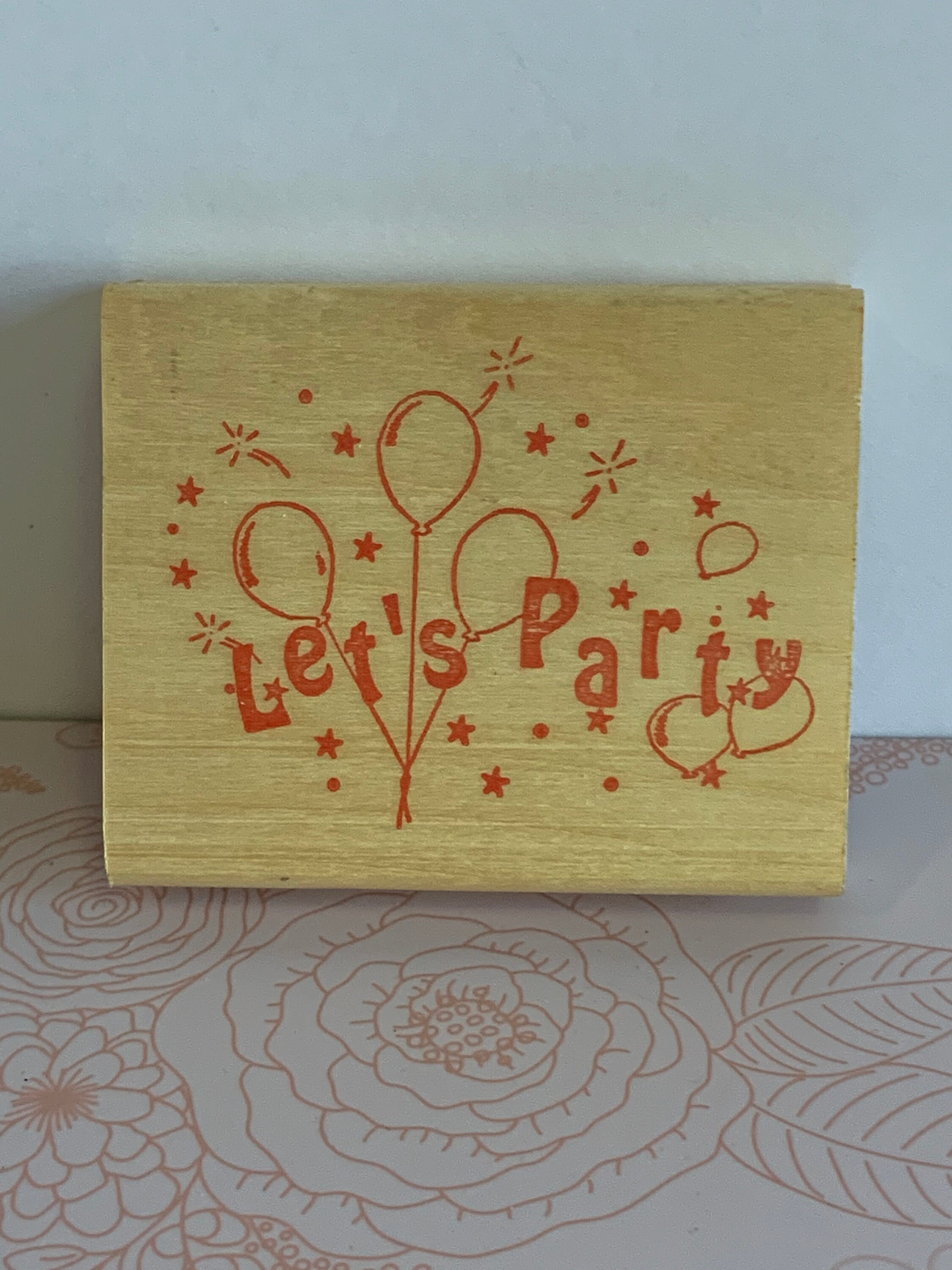 Let's Party Stamp Birthday Balloons Stamp Rubber Stamp - Etsy UK