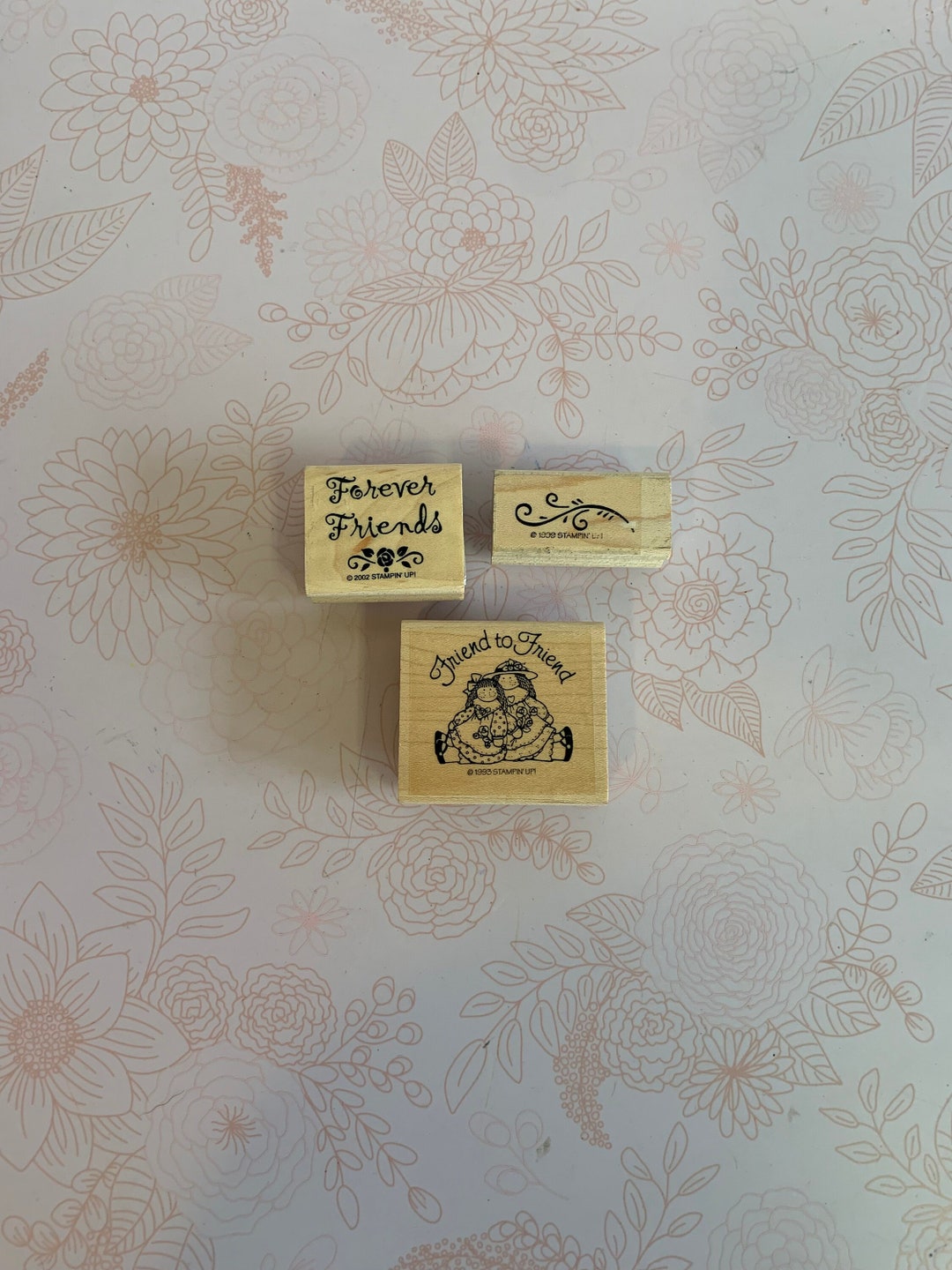 Friend Stamp Lot, Friendship Stamps, Wooden Stamps, Wood Mounted Stamps ...