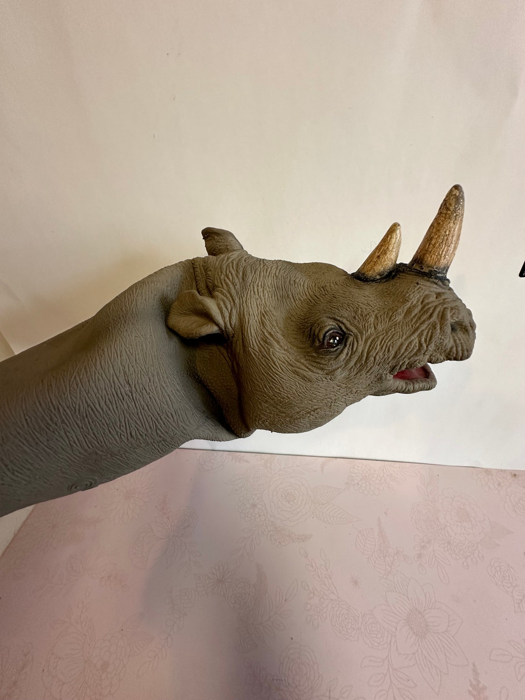 Vintage Rhinoceros Hand Puppet, 1994 Mask Illusion Rhinoserus Puppet ...