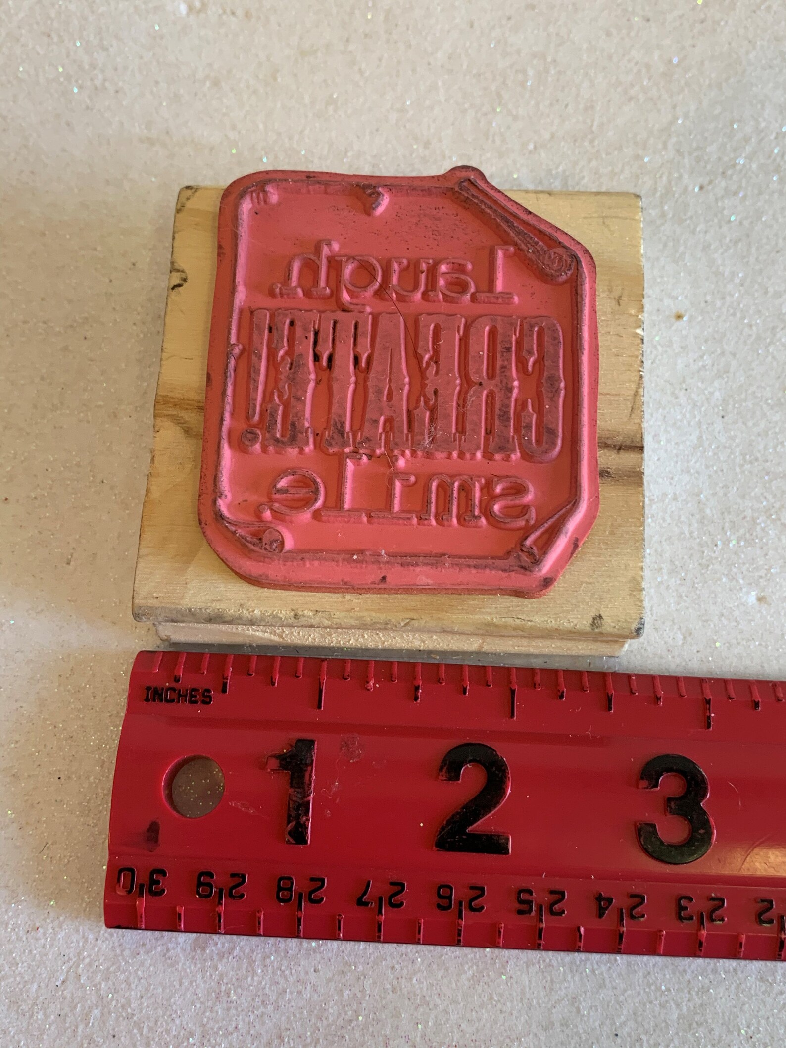 Laugh Create Smile Stamp, Rubber Stamp, Words Rubber Stamp, Ink Stamp ...