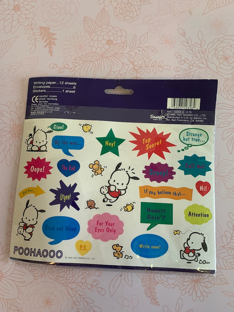 RARE Vintage 1998 Sanrio Pochacco Stationary Set, Vintage Stationery ...