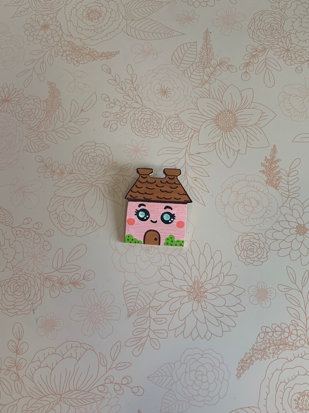 Hand Painted Wooden House Pin, Cute Handmade Enamel Pin - Etsy