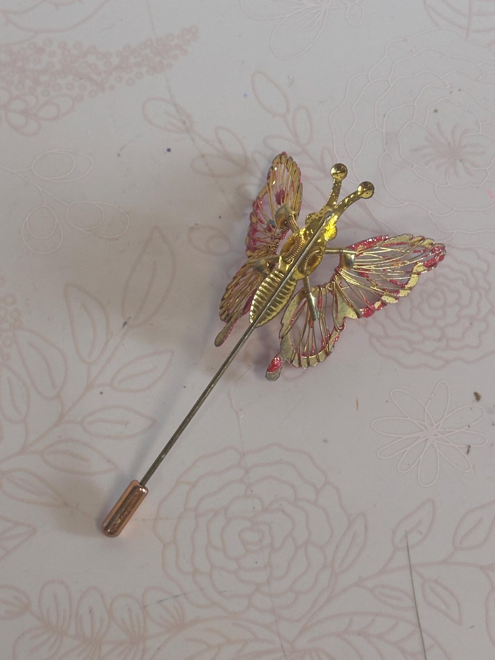 Vintage Gold Tone Butterfly Stick Pin - Scarf & Necktie - Etsy