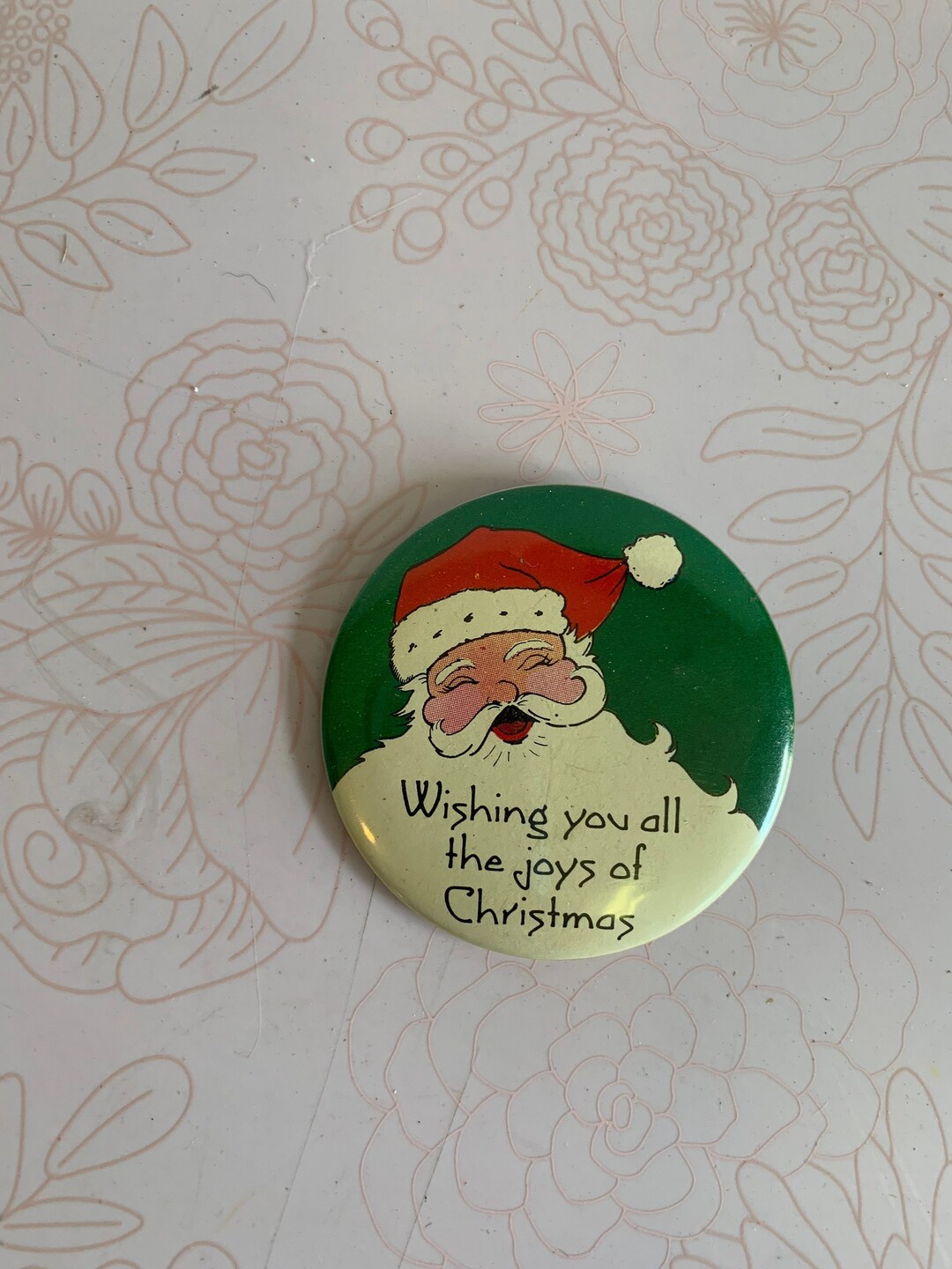 Vintage Cute Christmas Button, Vintage Christmas Button, Vintage Metal ...