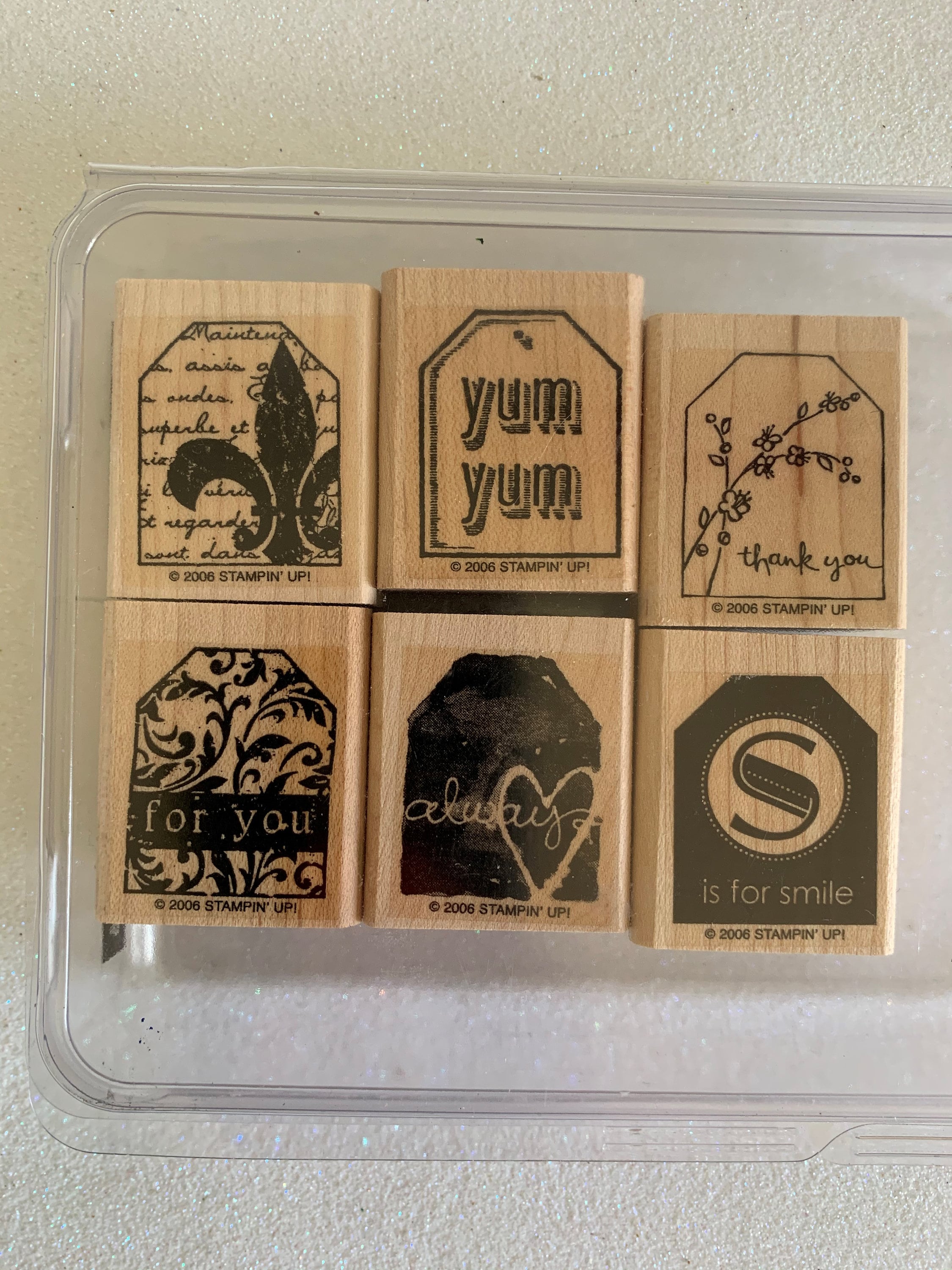 Retired Stampin Up, Too Terrific Tags Stamp Set, Wooden Stamp Set, Ink ...