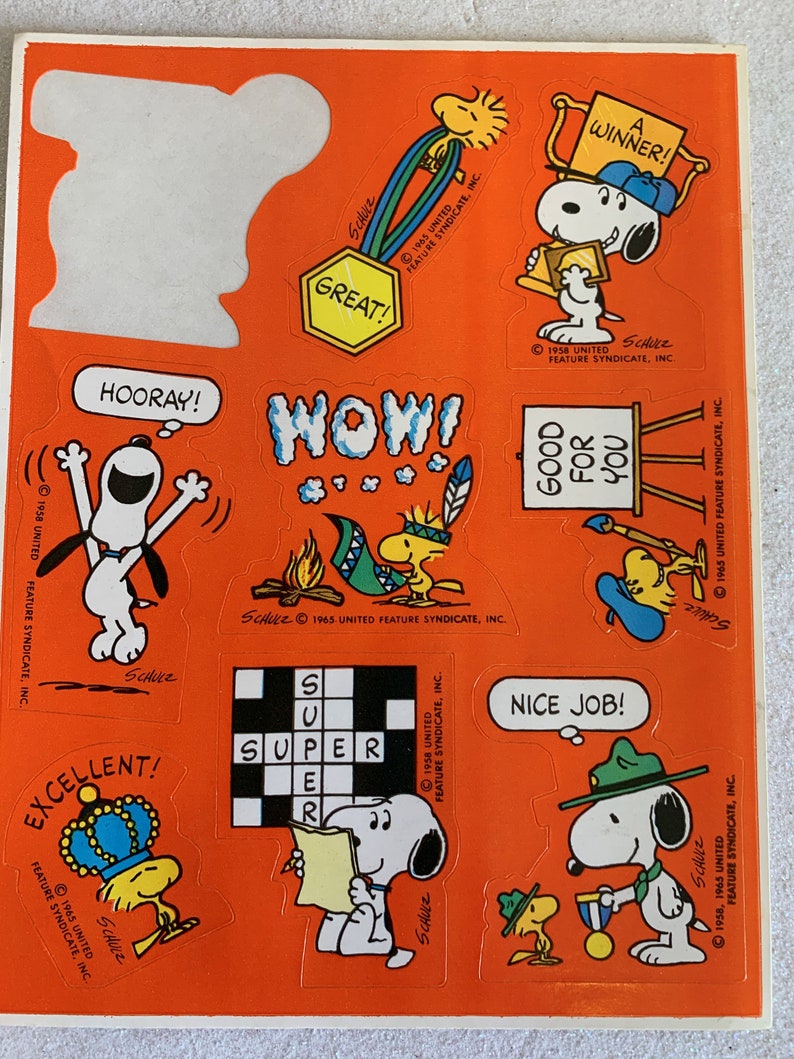 Vintage Peanuts Snoopy Stickers Snoopy Stickers Vintage | Etsy