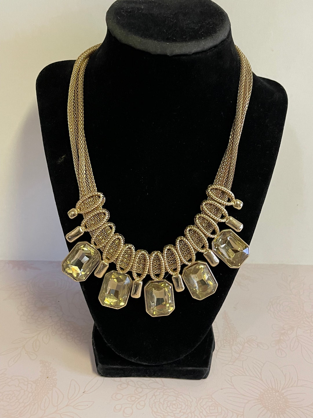 Vintage Gold-tone Necklace, Multi-chain Necklace, Layered Chain ...
