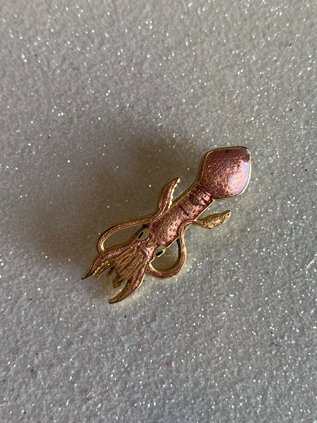 Vintage 1986 WM Spear Pin, WM Spear Squid Pin, Enamel Pink Squid Brooch ...