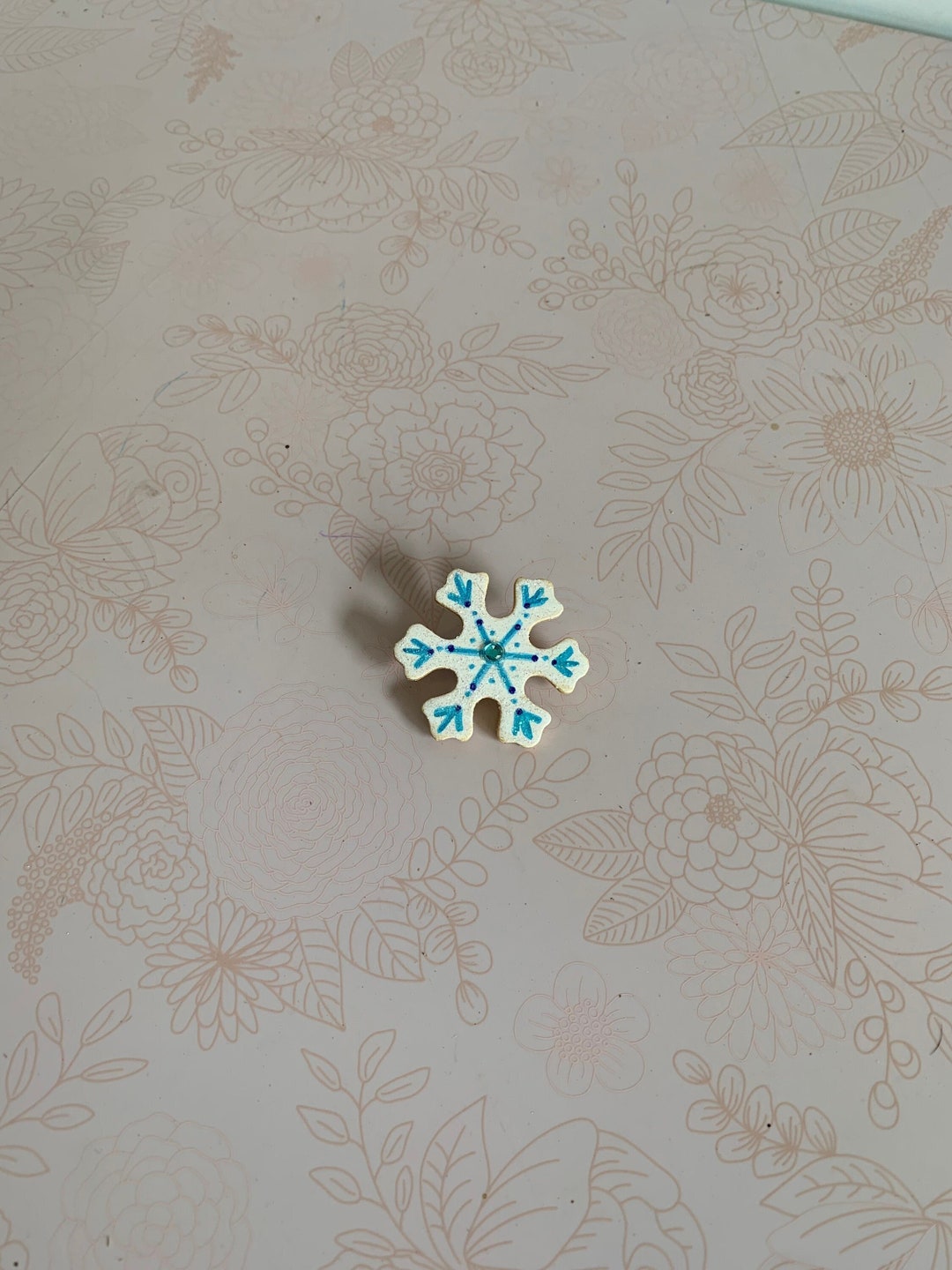 Hand Painted Wooden Pin, Handmade Snowflake Pin, Wooden Snowflake Pin ...
