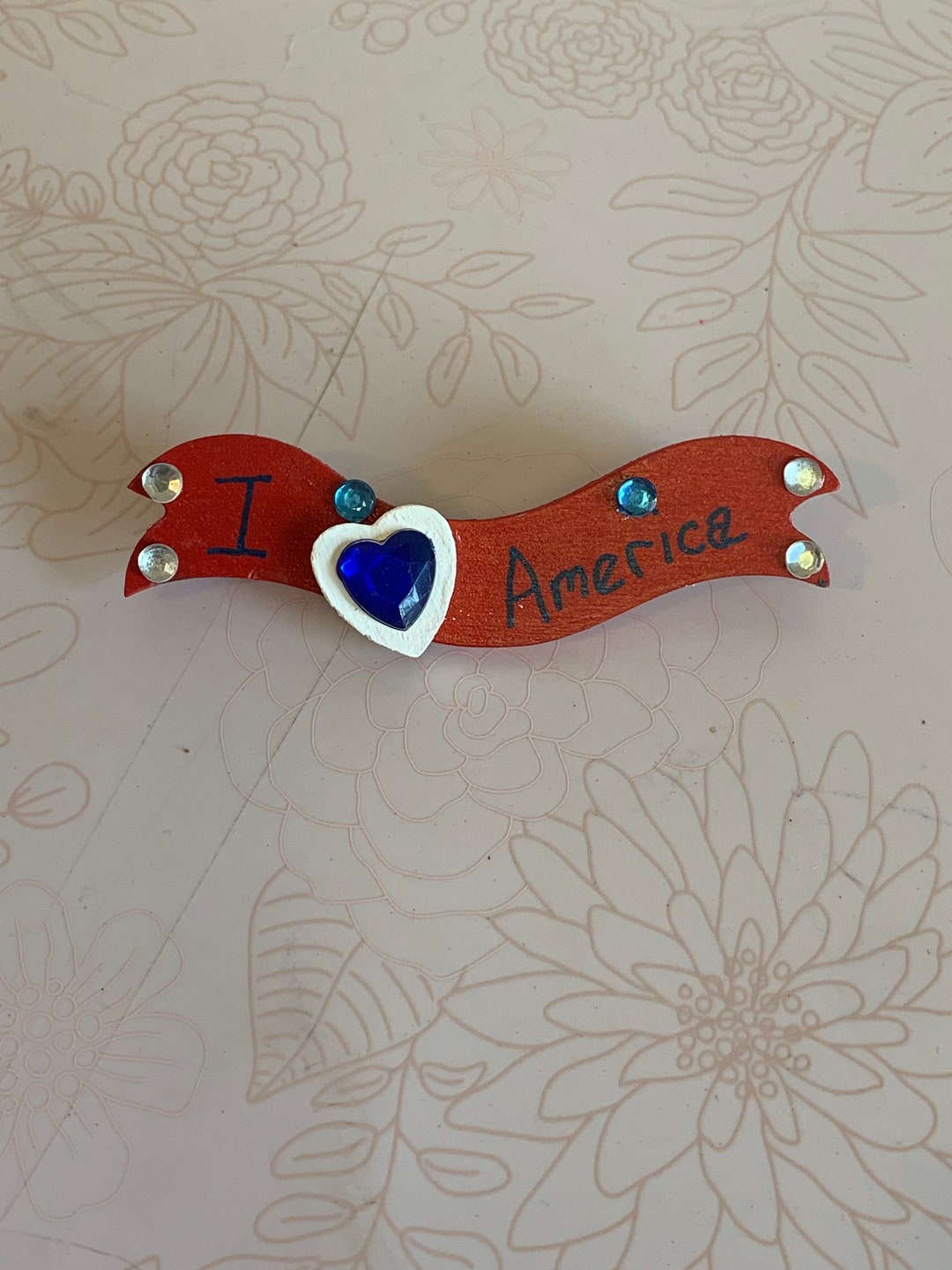 Hand Painted Wooden Pin, Hand Painted USA Pin, Wooden Pin, Handcrafted ...