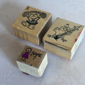 School Themed Stamp Set, Wooden Stamp Lot, Rubber Stamp, Ink Stamp Lot ...