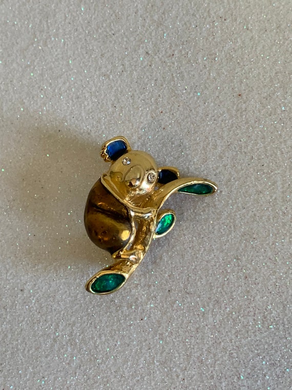 Vintage Koala Brooch Gold Tone Koala Brooch Enamel Brooch | Etsy