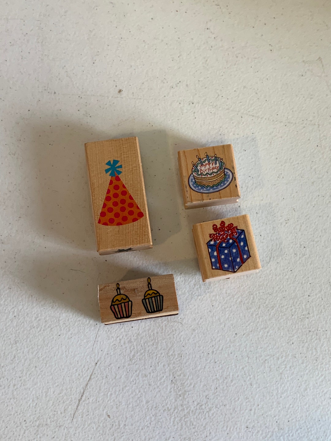 Birthday Rubber Stamp Set, Birthday Stamp Lot, Happy Birthday Stamp ...